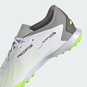 adidas Predator Accuracy.3 Low Turf Shoes, Unisex Adult Sizing, Perfected for Artificial Playing Surfaces, Made with Recycled Materials, White/Black/Lucid Lemon, 10.5 Women/9.5 Men