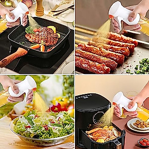 Calicage Olive Oil Sprayer for Cooking 230ml Glass Oil Spray Bottle for Kitchen Reusable Food Grade Oil Mister Spray Bottle for Air Fryer,Salad Making,Baking,BBQ (White)