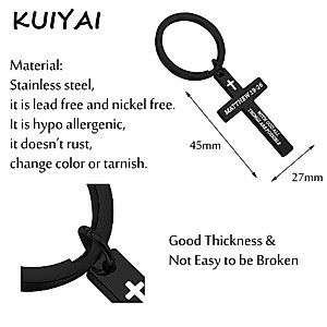 KUIYAI Matthew 19:26 with God All Things are Possible Cross Religious Keychain Christian Gift Bible Verse Inspirational Keyring (Black keychain)