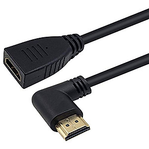 Poyiccot HDMI 2.0 Extension Cable 90 Degree, 2 Feet / 60cm HDMI Extender High Speed Left Angle HDMI Male to Female Extension Cable 60Hz, 4K 2K (F/M Left)