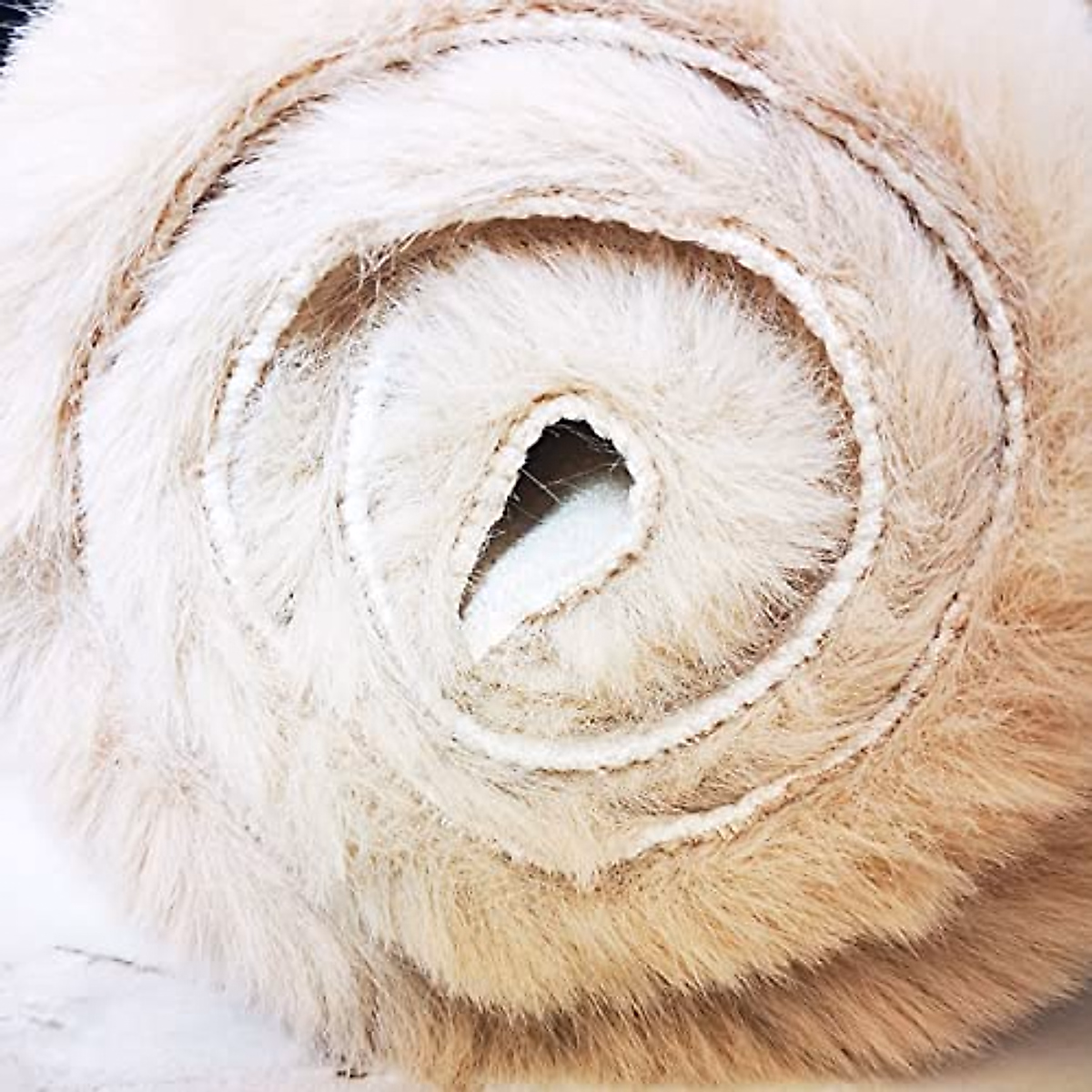 Ghouse Ultra Soft Faux Rabbit Fur Rug 2x3, Machine Washable Area Rugs for Bedroom Fluffy Rugs for Living Room, no-Shedding Carpet Sheepskin Rug Beige