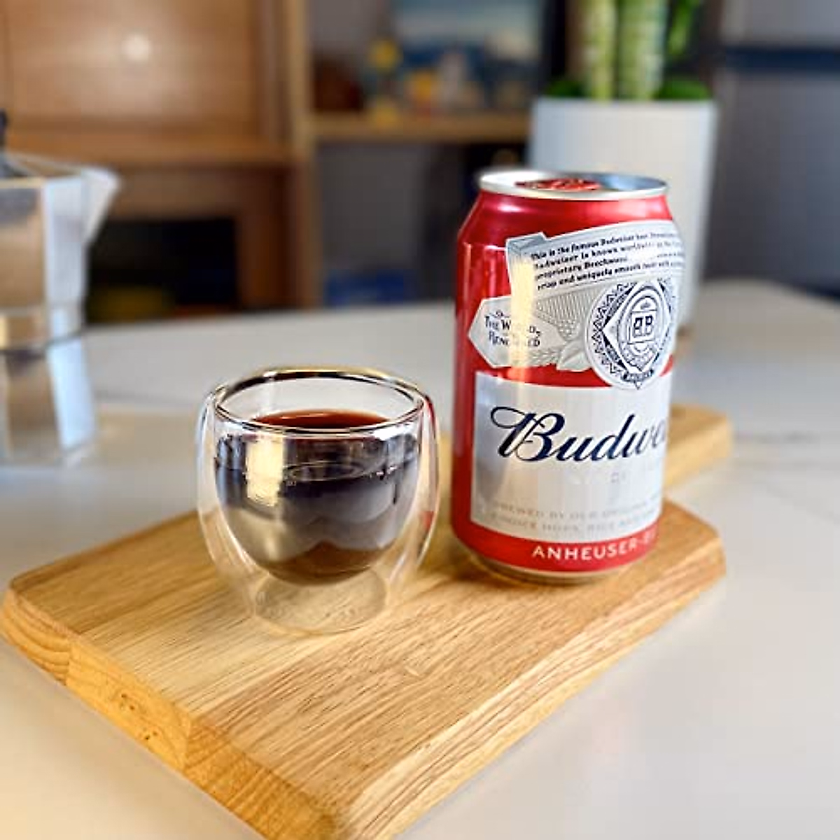 triaqua Espresso Cups, 2.8oz, Set of 2, Double Walled Glasses, Insulated Borosilicate Tea Cups