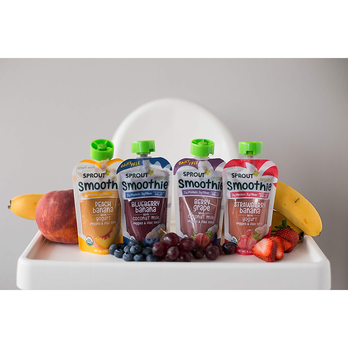 Sprout Organic Toddler Smoothie, Strawberry Banana w/ Yogurt, 4 Ounce Pouch (Pack of 6)