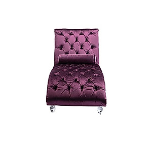 Leisure Velvet Concubine Sofa Accent Sofa Chaise Reclining Lounger Barrel Sofa with Acrylic Feet (Purple)