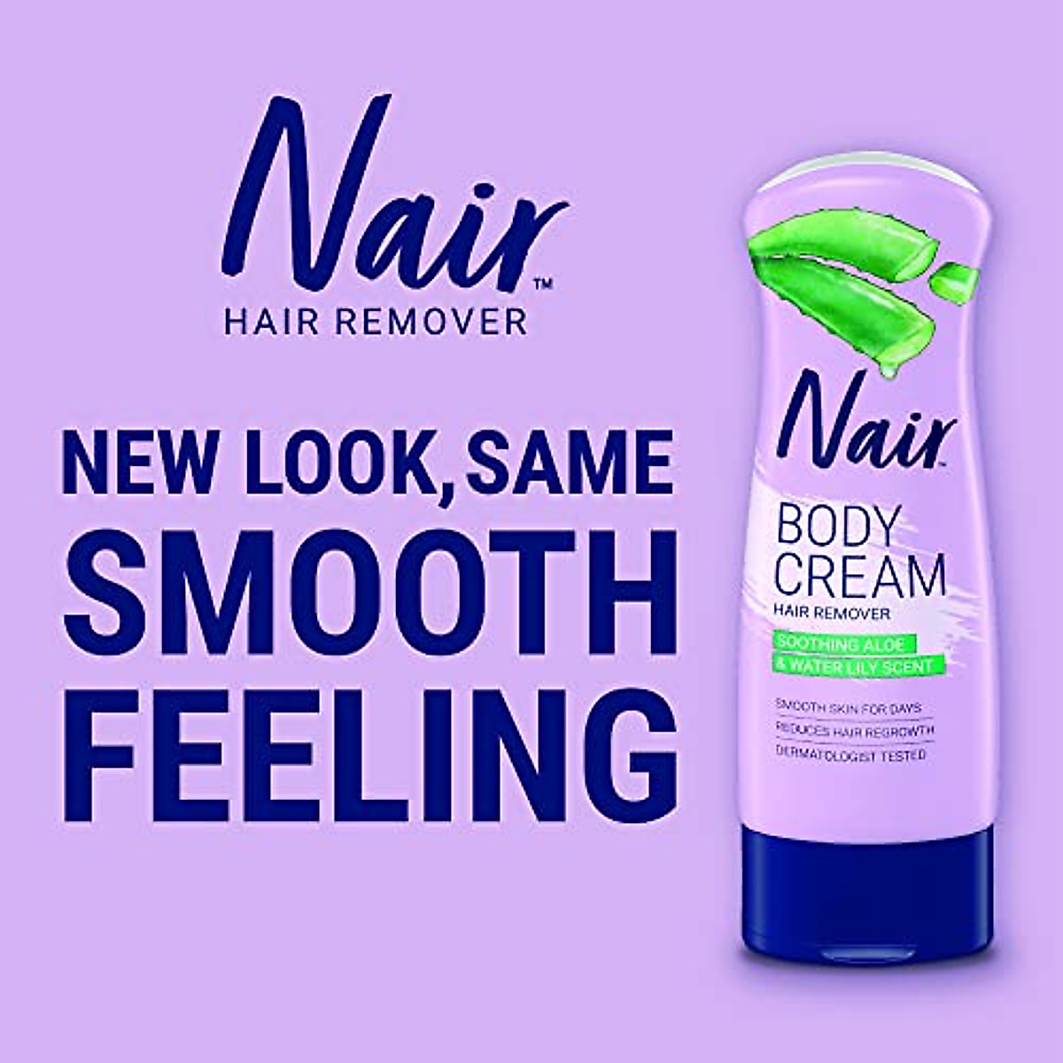 Nair Hair Removal Body Cream With Aloe and Water Lily, Leg and Body Hair Remover, 9 Oz Bottle