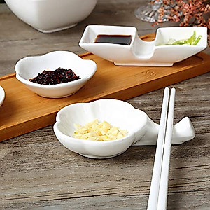 MULHUE 6 PCS Porcelain Plum Blossom Dipping Bowls Sauce Dishes,Round Soy Sauce Dipping Bowls, Dipping Bowls, Porcelain Watercolor Palette