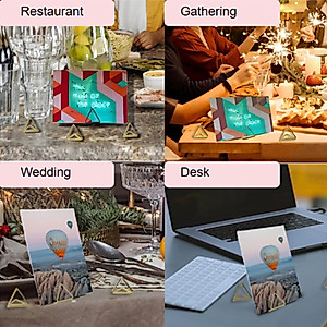 FJDCKJ 100 Pack Gold Triangle Place Card Holders for Wedding Baby Shower - Modern Table Number Stands for Parties & Events - Elegant and Practical Mini Size Name Card Holder Clips