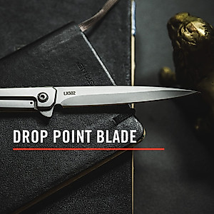 COAST Founder's Collection LX530 ORIGIN, Gentleman's EDC Folding Pocketknife, Flip Tab, Frame Lock, Pocket Clip, Stainless-Steel, Silver