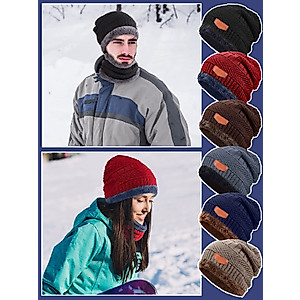 24 Pcs Winter Hat Scarf Gloves Socks Set Slouchy Knit Skull Cap Beanies Fleece Lined Knitted Hat Fleece Lining Neck Warmer Neck Gaiter Warm Sock for Women Men Cold Weather, Multicolor