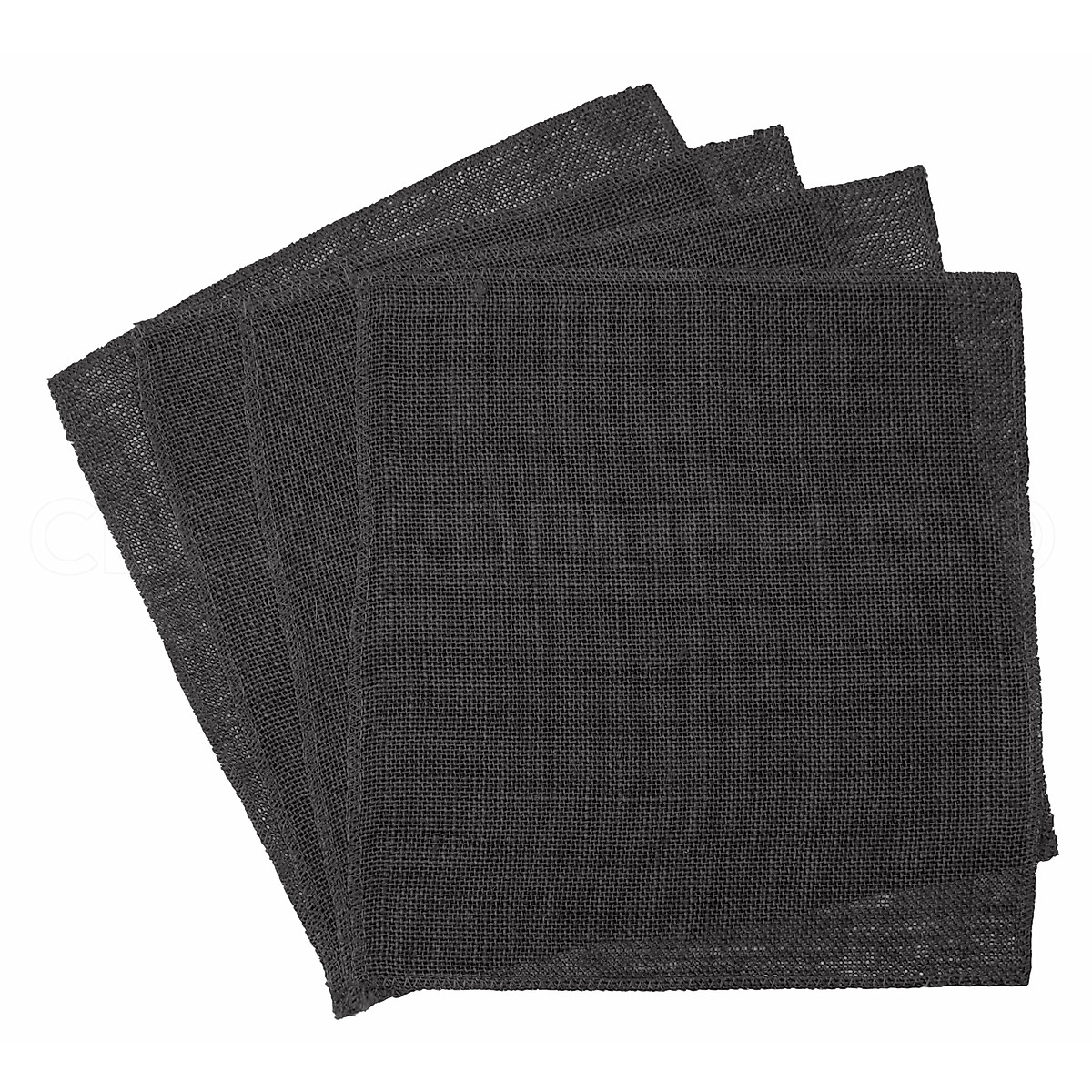 CleverDelights 12 Inch Black Burlap Squares - 4 Pack - Jute Burlap Fabric - Finished Edges - 12" x 12"
