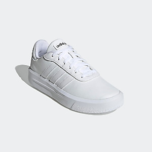 adidas Women's Court Platform Skate Shoe, White/White/Black, 8.5