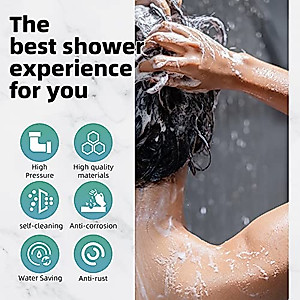 Cobbe 8 Functions Shower Head with handheld, High Pressure Shower Head Set with Hose Adjustable Bracket Rubber Washers (Matte Black)