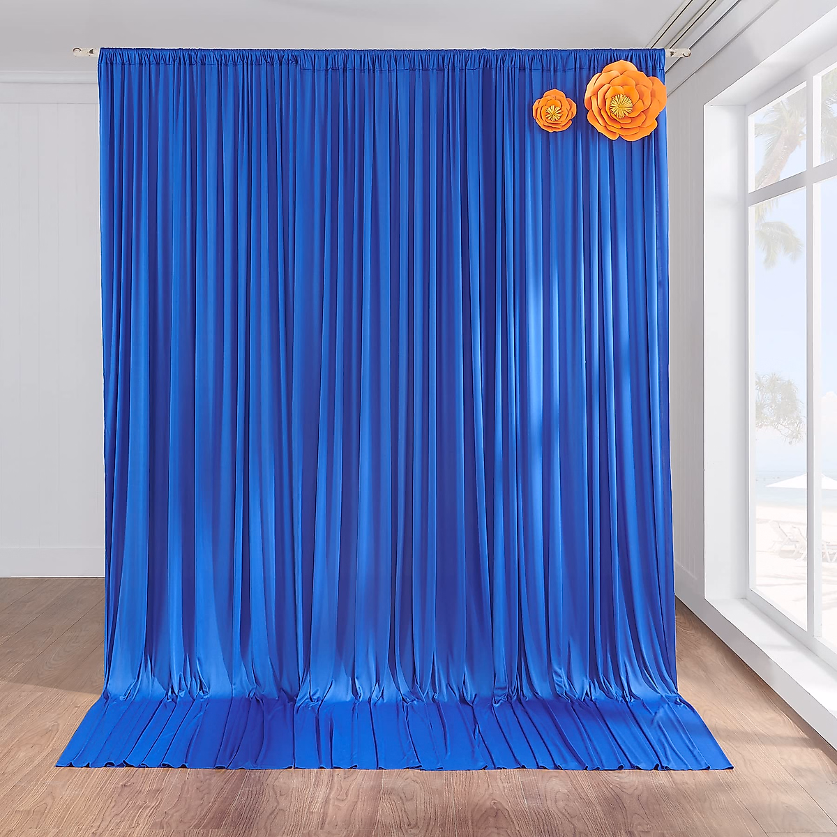 20ft x 10ft Royal Blue Backdrop Curtains for Parties, 4 Panels 5x10ft Wrinkle Free Silky Polyester Photo Backdrop Drapes Background for Birthday Graduation Photography Party Decorations