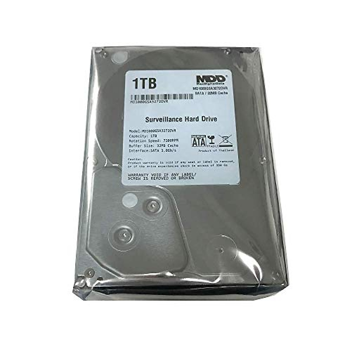 MaxDigitalData 1TB 32MB Cache 7200PM SATA 3.0Gb/s 3.5" Internal Surveillance CCTV DVR Hard Drive (MD1000GSA3272DVR) - w/ 2 Year Warranty (Renewed)