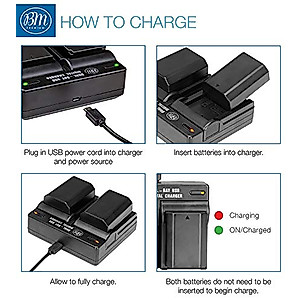 BM Premium 2 Pack of NP-FZ100 Batteries and Dual Bay Charger for Sony Alpha 1, FX3, a7C, a7S III, a6600, a7R IV, A7RIII, A7R3, a7 III, a7 IV, Sony Alpha A9, Alpha a9 II, Alpha 9R, A9R, Alpha 9S Camera