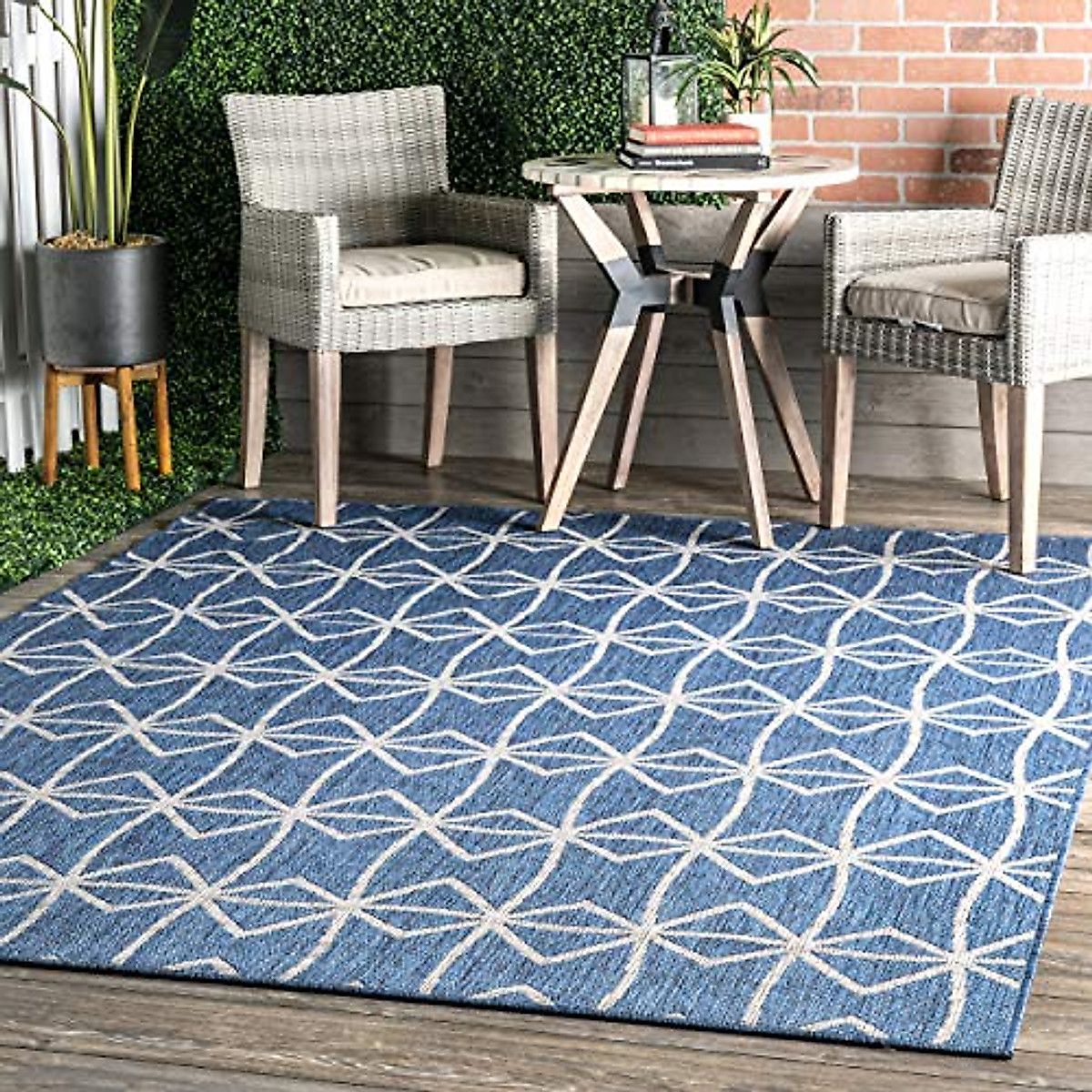nuLOOM Saunders Geometric Indoor/Outdoor Area Rug, 3' 6" x 5', Blue