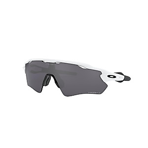 Oakley Men's OO9208 Radar EV Path Rectangular Sunglasses, Polished White/Prizm Black Polarized, 38 mm