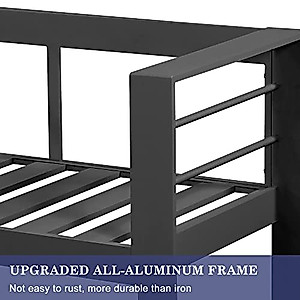 Wisteria Lane Patio Furniture Aluminum Sofa, All-Weather Outdoor 3 Seats Couch, Gray Metal Chair with Dark Grey Cushions