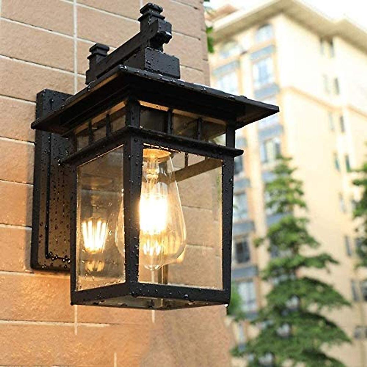 PQQ Wall Lamps Outdoor Wall Light Sconces Vintage Waterproof IP54 Cast Aluminum and Glass Wall Lantern E27 Rustic Garden Home Entrance Yard Wall Lighting