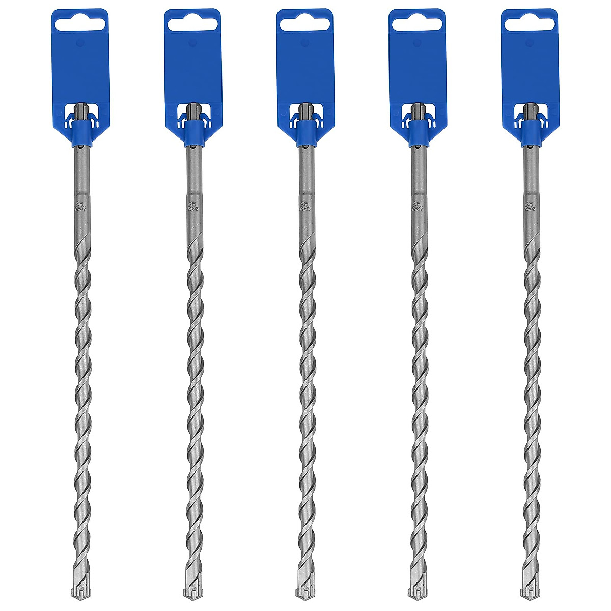 KHCRAFT SDS-plus Rotary Hammer Drill Bits 1/2 In. x 12 In. 5-Piece Rock Carbide Tip 4-Cutter for Brick, Cemet, Stone & Concrete