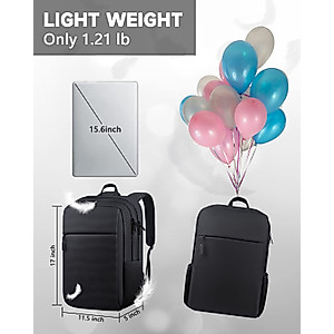 Laptop Backpack 15.6 Inch, Business Durable Lightweight Slim Laptop Tablet Backpack Airline Approved with USB Charging Port, College School Computer Work Bag Bookbag Tech Gifts for Men Women, Black