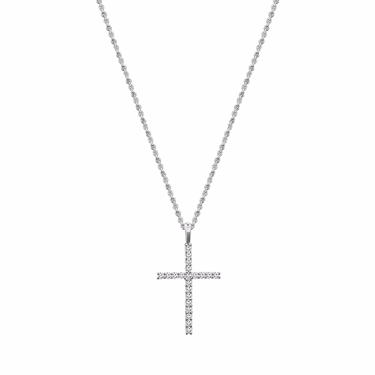 Dazzlingrock Collection 0.30 Carat (Ctw) Round White Diamond Thin Cross Pendant for Women with 18 inch Silver Chain in 14K White Gold