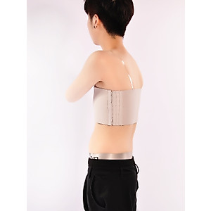 MISWSU Cotton Compression Band 3 Rows of Hooks Strapless Chest Binder for Tomboy Trans Lesbian(Gray,3XL)