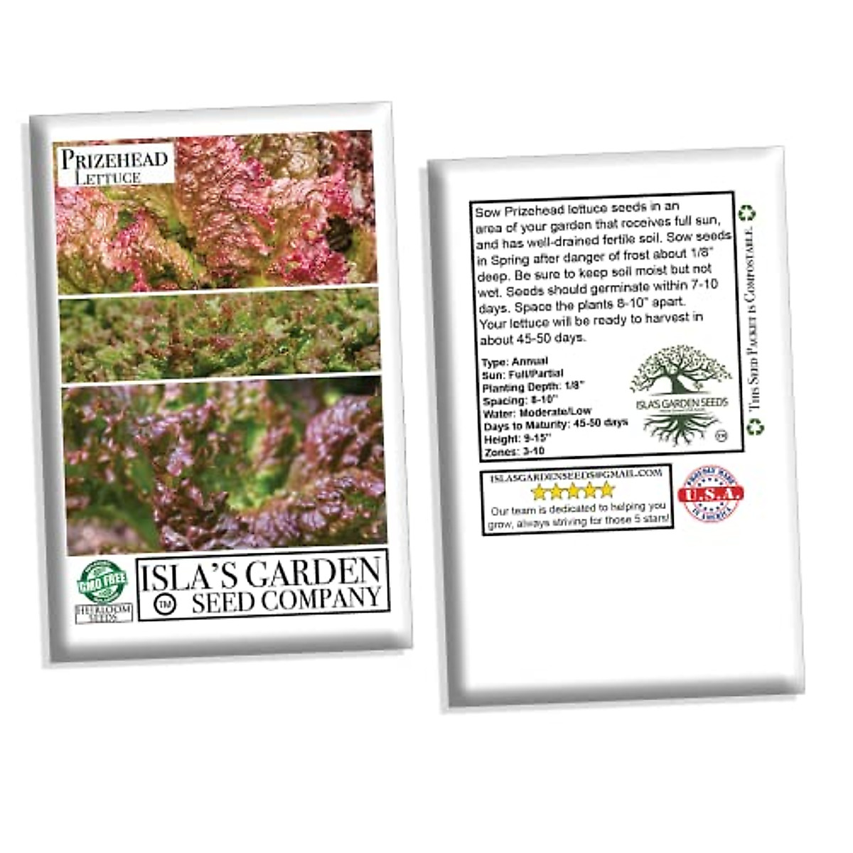 "Prizehead" Lettuce Seeds for Planting, 1000+ Heirloom Seeds Per Packet, (Isla's Garden Seeds), Non GMO Seeds, Botanical Name: Lactuca Sativa, 85% Germination Rates, Great Home Garden Gift