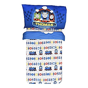 Thomas The Tank Standard Crib 3 Piece Toddler Bedding Set for Kids Soft Microfiber Reversible Comforter, Fitted Sheet & Pillowcase for Boys