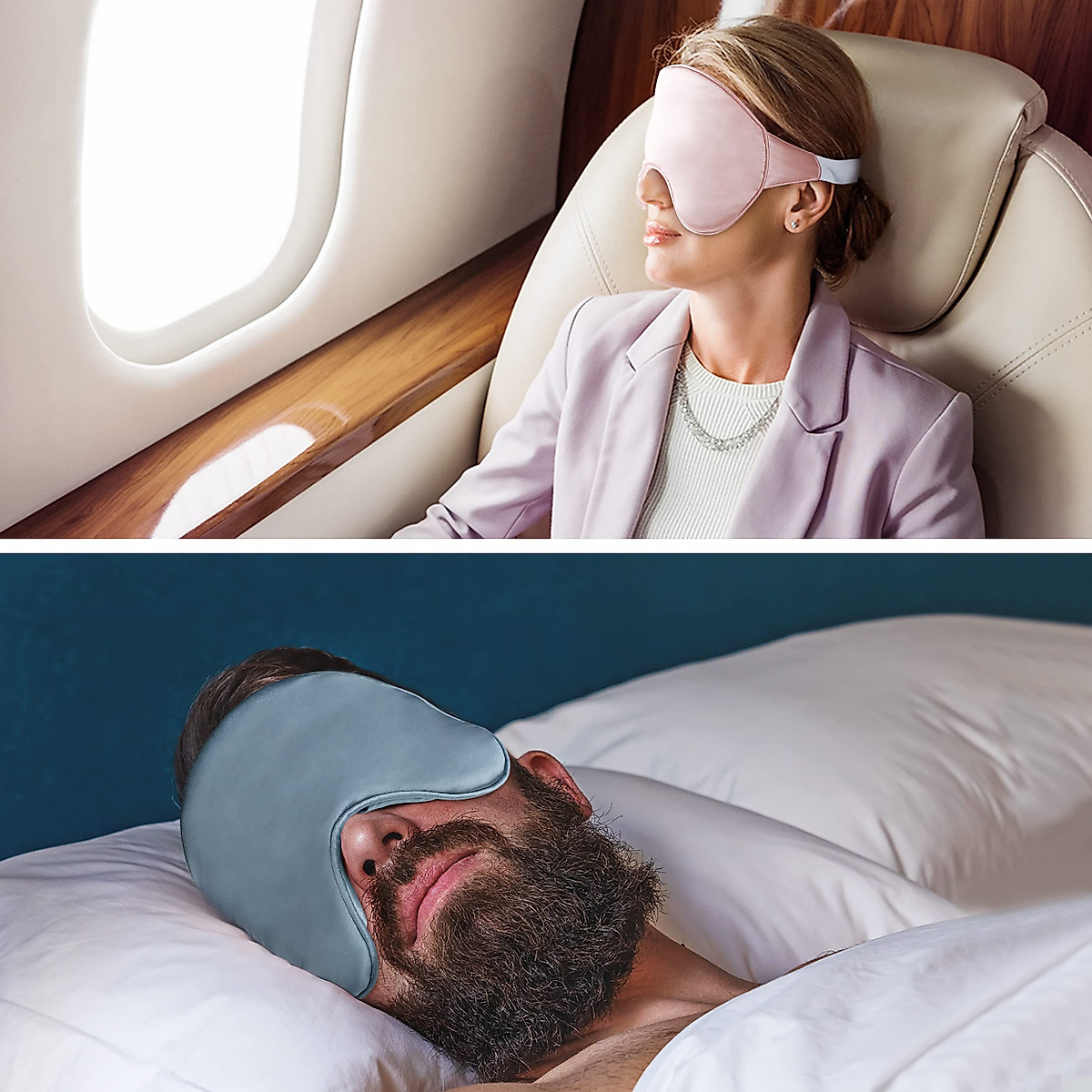 FRESHME 100% Blockout Sleep Mask - Black Super Soft Pure Mulberry Silk Large Eye Mask Blindfold for Men Women Kids Night Sleeping, with Luxury Slip Silk Bag and Ear Plugs…