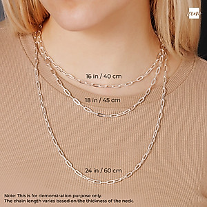 Amberta Women's 925 Sterling Silver Paperclip Chain: 3.6 mm 45 cm/18 inch