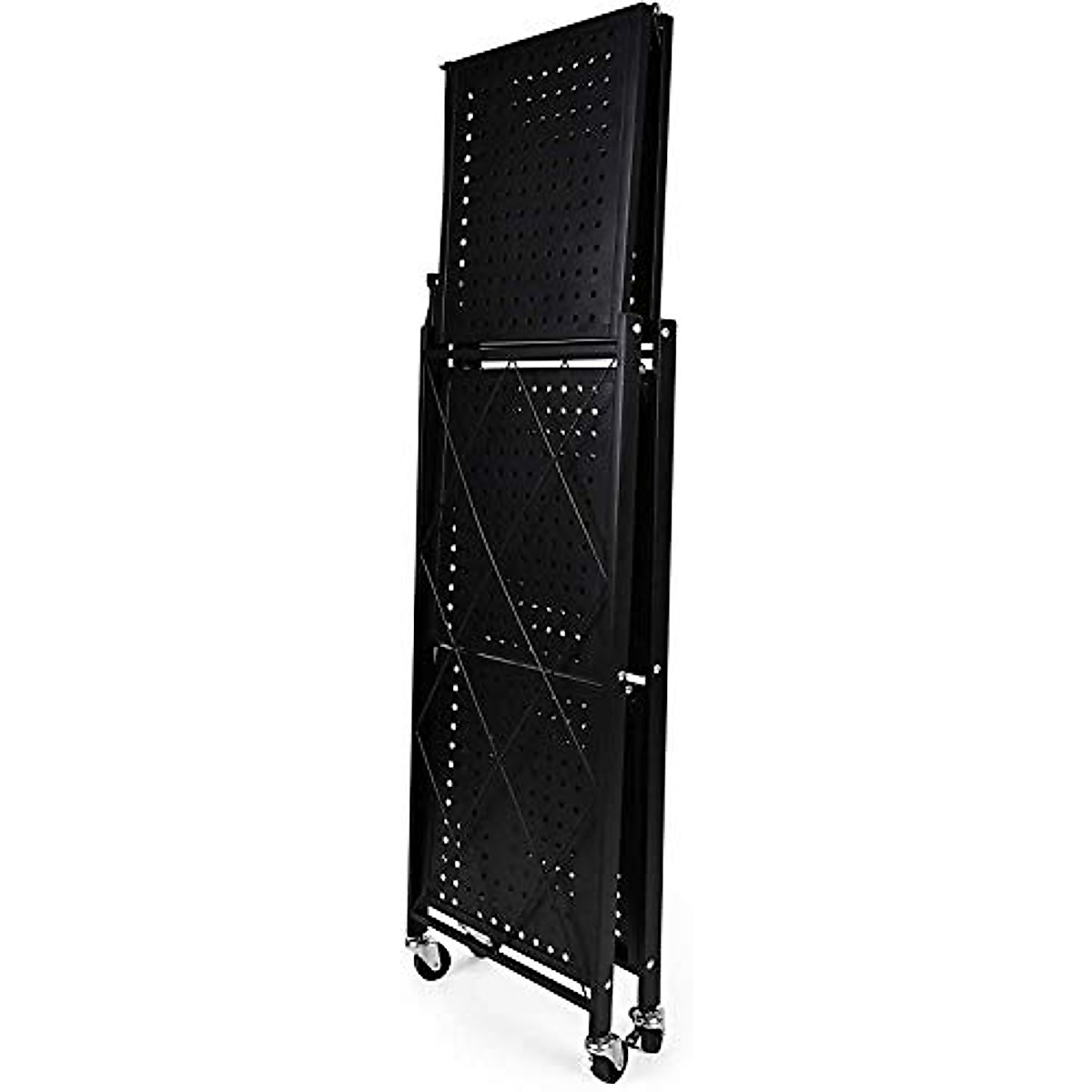HealSmart 3-Tier Heavy Duty Foldable Metal Rack Storage Shelving Unit with Wheels Moving Easily Organizer Shelves Great for Garage Kitchen Holds up to 750 lbs Capacity, Black (HKSHLFFOLD28153403BV1)