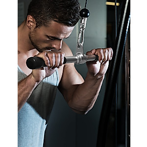 POWER GUIDANCE Triceps Pull Down Attachment, Cable Machine Accessories for Home Gym, LAT Pull Down Attachment Weight Fitness - LAT Pull Down Bar, V Bar with Rotation, V-Shaped Bar