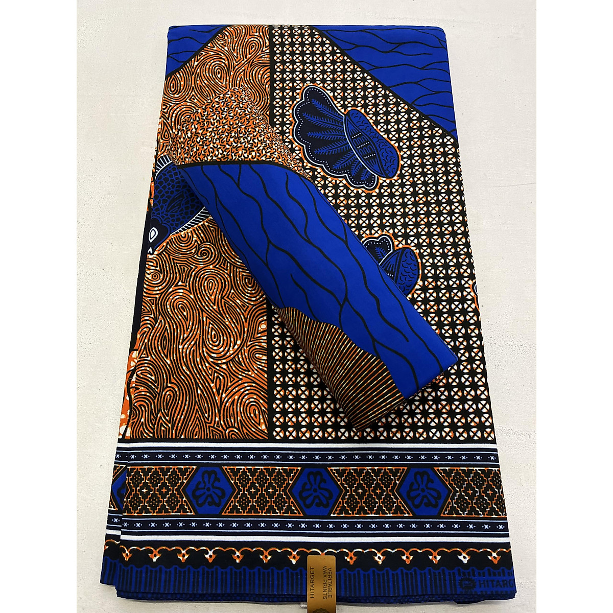 African Guaranteed Wax Block Prints Fabric/African Ankara Wrapper Fabric Wax Fabrics /-Sell by 6 Yards-100% Cotton-for Dresses- Burnt-Orange, Royal-Blue, White,Dark-Blue, Black