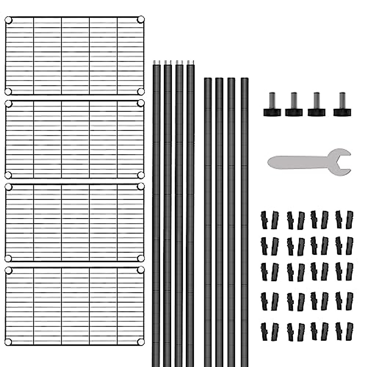 SINGAYE 5-Shelf Adjustable, Heavy Duty Storage Shelving Unit (350 lbs Loading Capacity per Shelf), Steel Organizer Wire Rack, Black (36" W x 14" D x 72" H)