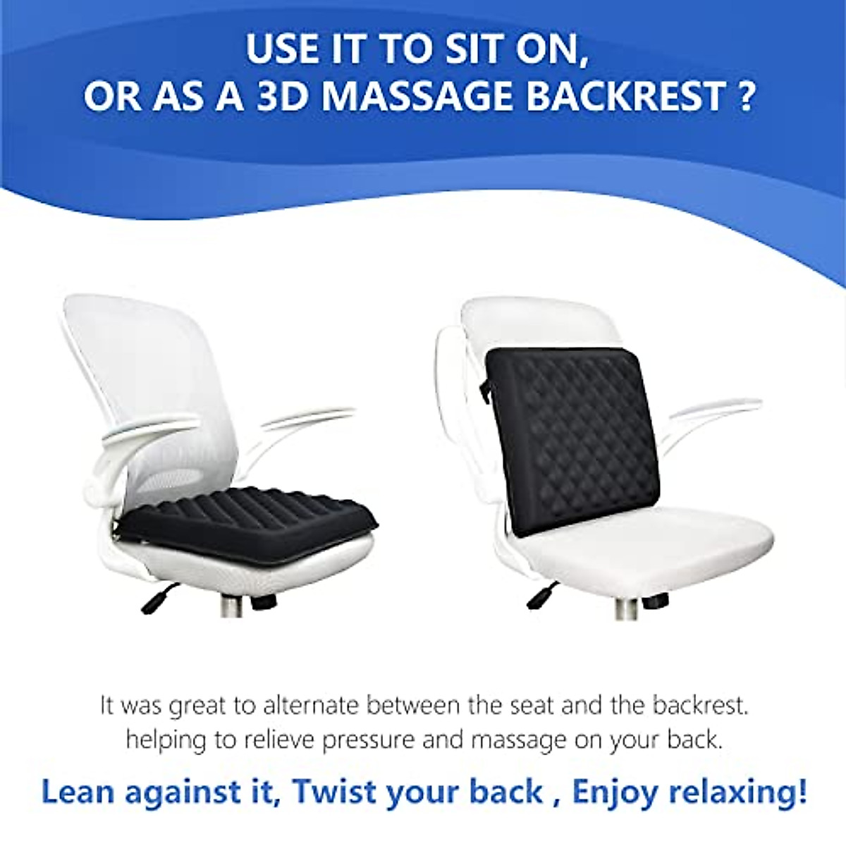 Memory Foam & Gel Cushion Multi-Layer Massage Orthopedic Seat Cushion Backrest for Office Chairs, Wheelchair, Mobility Scooters Lower Back Pain Relief Cooling Gel Cushion Large size 18.5"X16.5"X2.5"