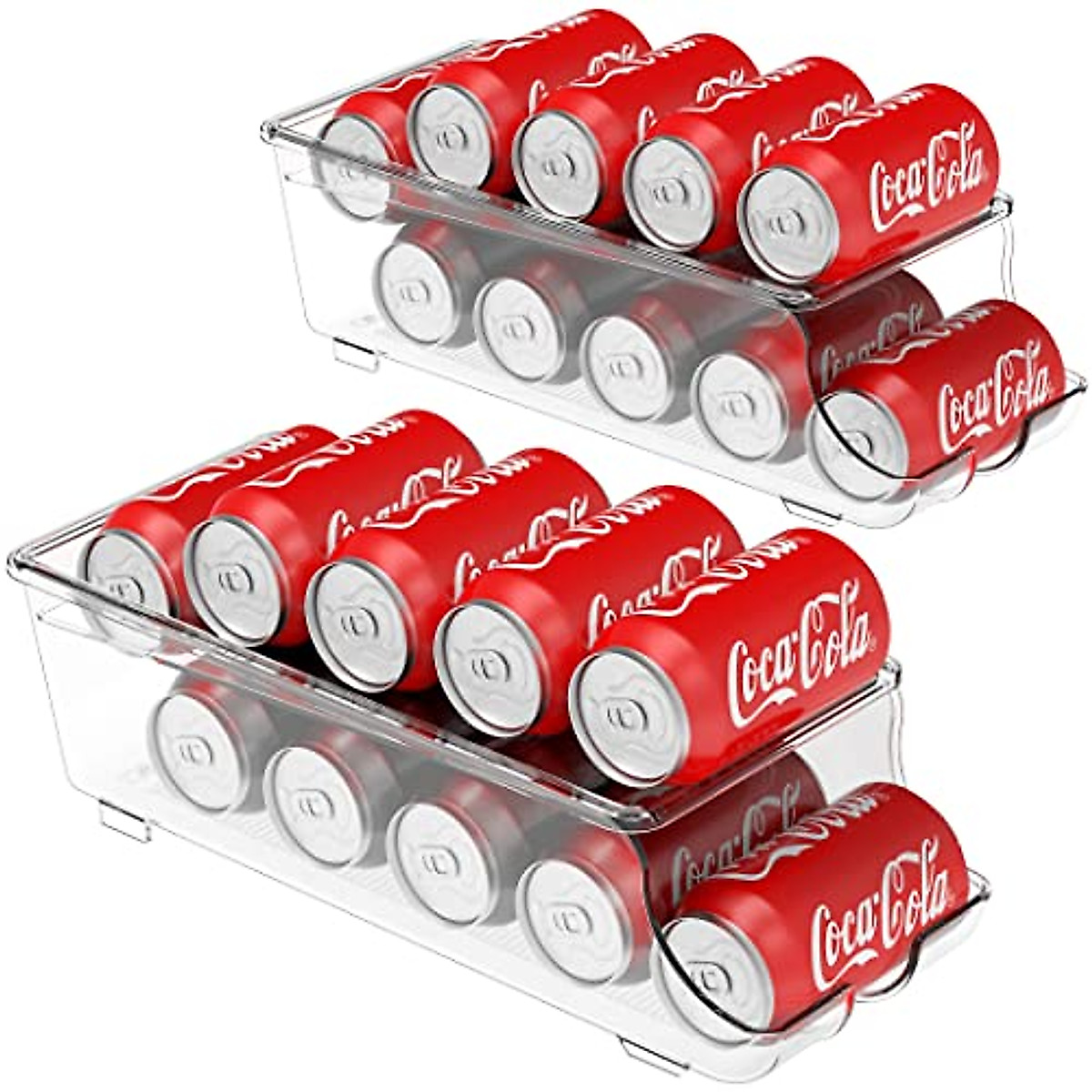 Simple Houseware 2-Pack Front-Loading Beverage Soda Can Organizer Dispenser, Clear