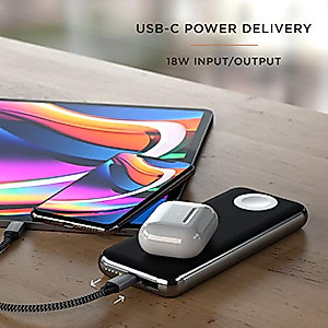 Satechi Quatro Wireless Power Bank 10,000 mAh Portable Charger. Compatible with iPhone 14 Pro Max/14 Pro/14/14 Plus, Apple Watch Ultra & Series 8/7/6/SE/5/4/3/2/1, AirPods Pro 2/1