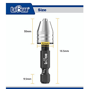 LABEAR - Drill Chuck Keyless Mini Adapter ¼ Inch Hex Shank | 0.3-3.2mm Capacity for Micro Drill Bits For Cordless Screwdrivers, Drills, and Power DIY Tools