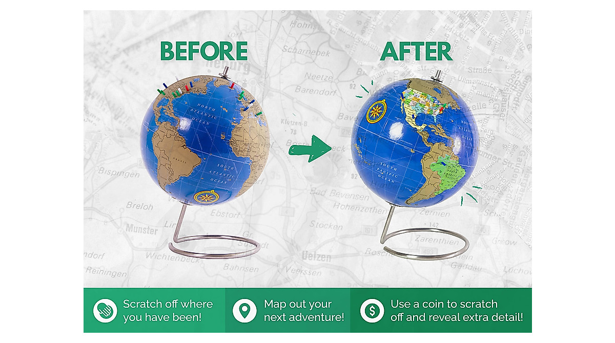 Magnetic Scratch Off World Globe - Perfect Travel Decor