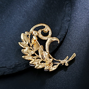 WMHaiMo Lot 6pcs Opal Cat's Eye Stone Crystal Rhinestone Leaf Flower Brooch Pin set for Women