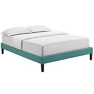 Modway Tessie Upholstered King Platform Bed Frame with Wood Slat Support in Teal