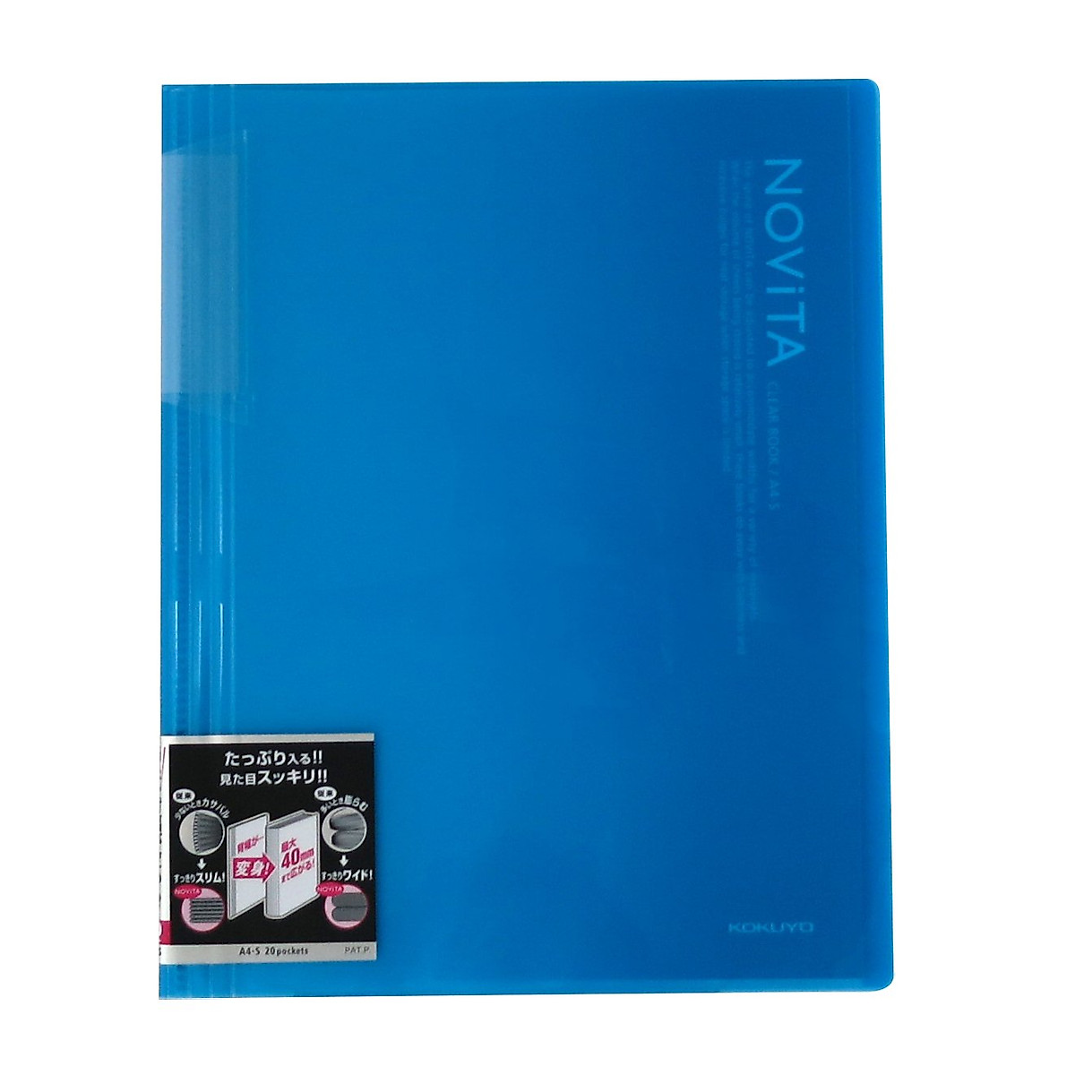 Kokuyo Novita α, Expandable File Clear Book, Display Book, Presentation Binder with Plastic Sleeves 20-Pocket Bound, Presentation Book Art Portfolio Folder, A4-S, Light Blue, Japan Import (RA-N20LB)
