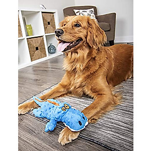 goDog Gators With Chew Guard Technology Tough Plush Dog Toy, Blue, Large (774019)
