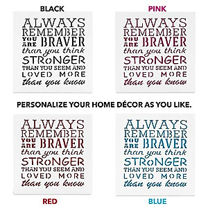 KAUZA Always Remember You are Braver Than You Think - Inspirational Gifts Positive Wall Plaque Pallet Saying Quotes for Birthday - Presents for Mom Sister Grandma 5.5 x 5.5 Inch