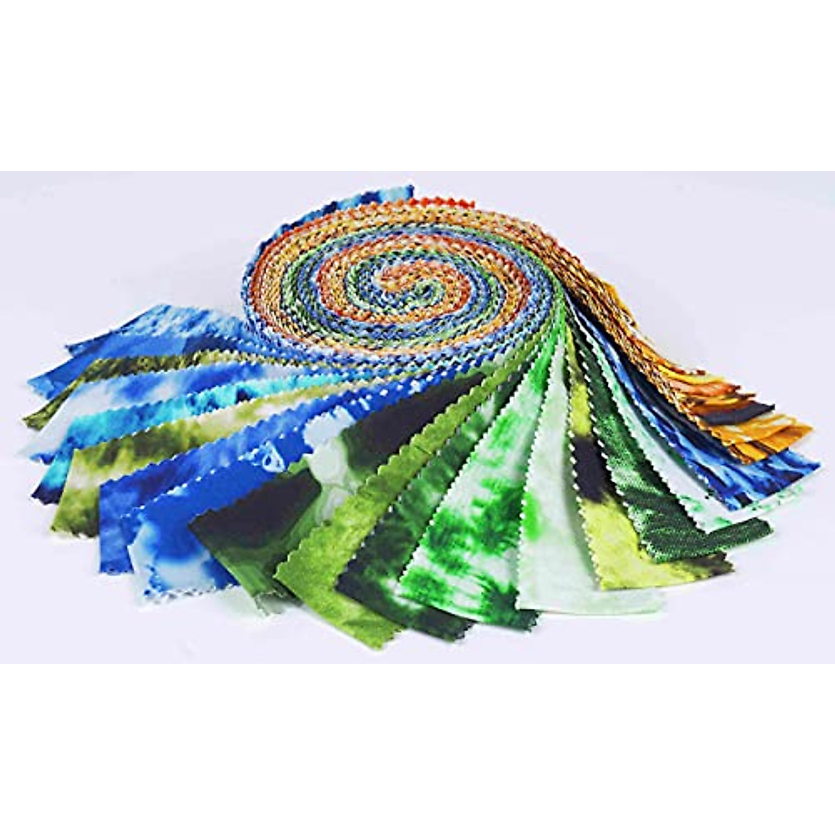 Soimoi 40Pcs Tie Dye Print Precut Fabrics Strips Roll Up 1.5x42inches Cotton Jelly Rolls for Quilting - Multicolor