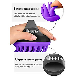 HEETA Shampoo Brush, 2-Pack Upgraded Wet and Dry Hair Scalp Massager Brush with Soft Silicone Hair Brush for Women, Men, Pets(Black & Purple)