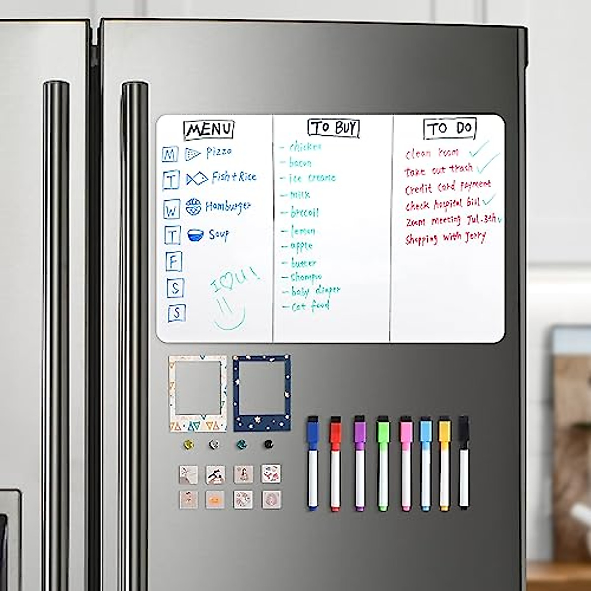HOMiDEK Dry Erase Magnetic Whiteboard, Refrigerator Magnet Sheet, Small Fridge White Board with Markers and Eraser - 20 x 13 Inches