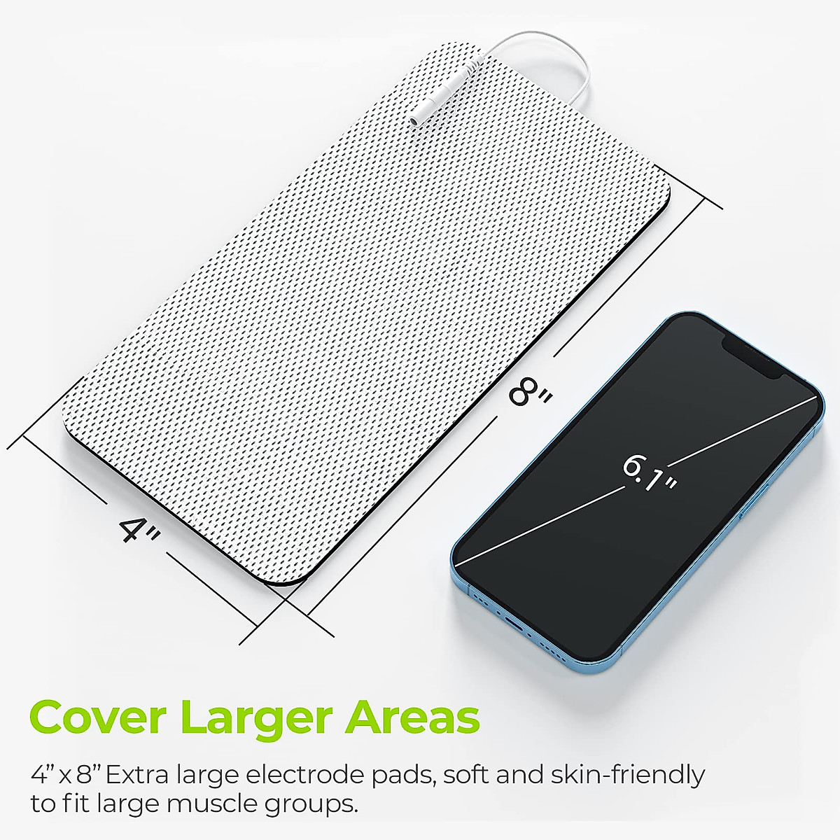 AUVON Extra Large Tens Unit Replacement Pads 4'' x 8" (2 Pcs), Premium Reusable Electrodes Latex-Free Tens Patches with Self-Stick Performance for Waist and Lower Back Pain Relief (Non-Irritating)