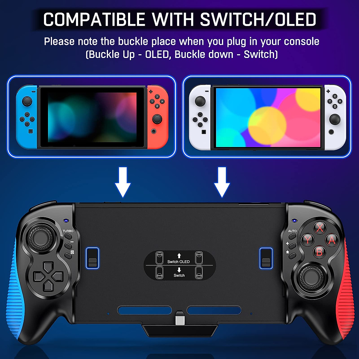 Switch Controllers, Gammeefy Switch Controller One Piece Joy Pad Replacement for Switch Pro Controller, Switch Controllers Remote Suitable for Big Hand Players with Adjustable TURBO Function